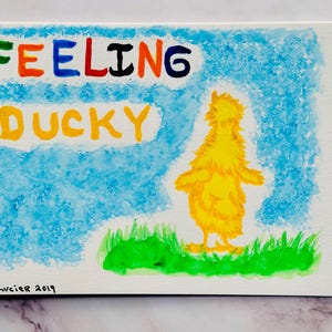 Feeling Ducky Original Mixed Media Handmade Art Card, Adorable Unique ...
