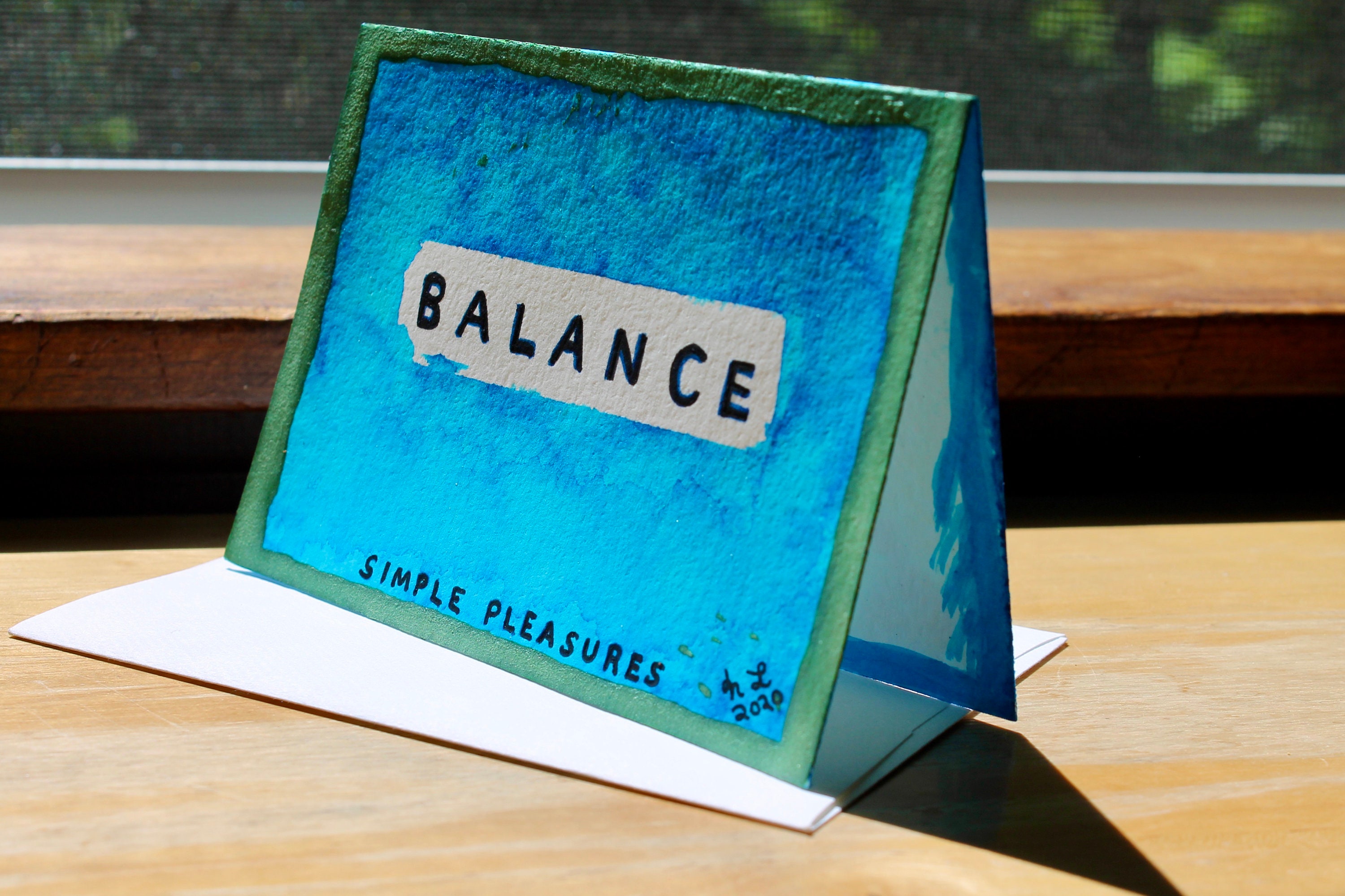 BALANCE Hand Painted Note Card Original Art SIMPLE PLEASURES Blank Note ...