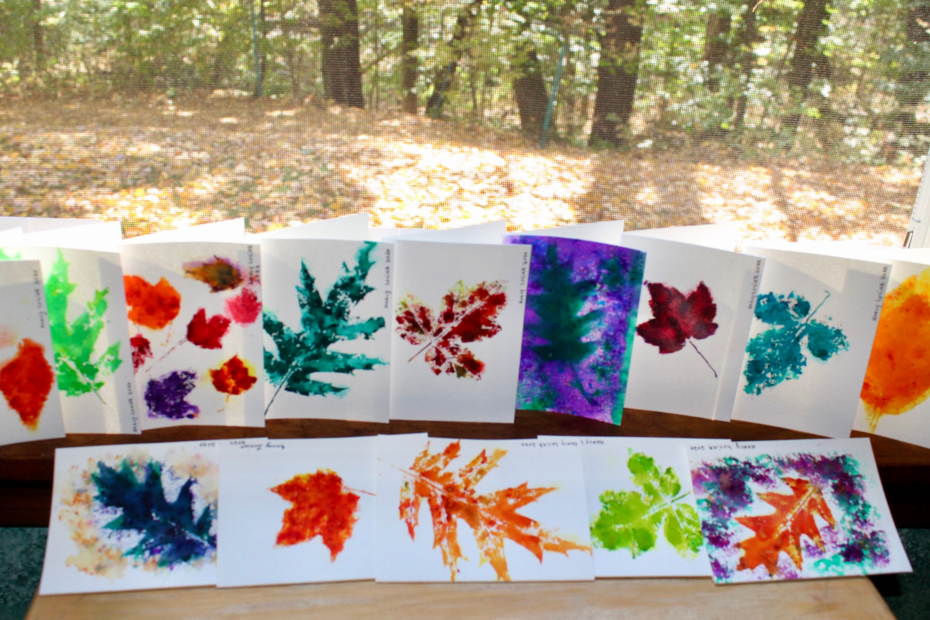 Watercolor Autumn Maple Leaf Art Note Card Handmade Fall Art Decor ...