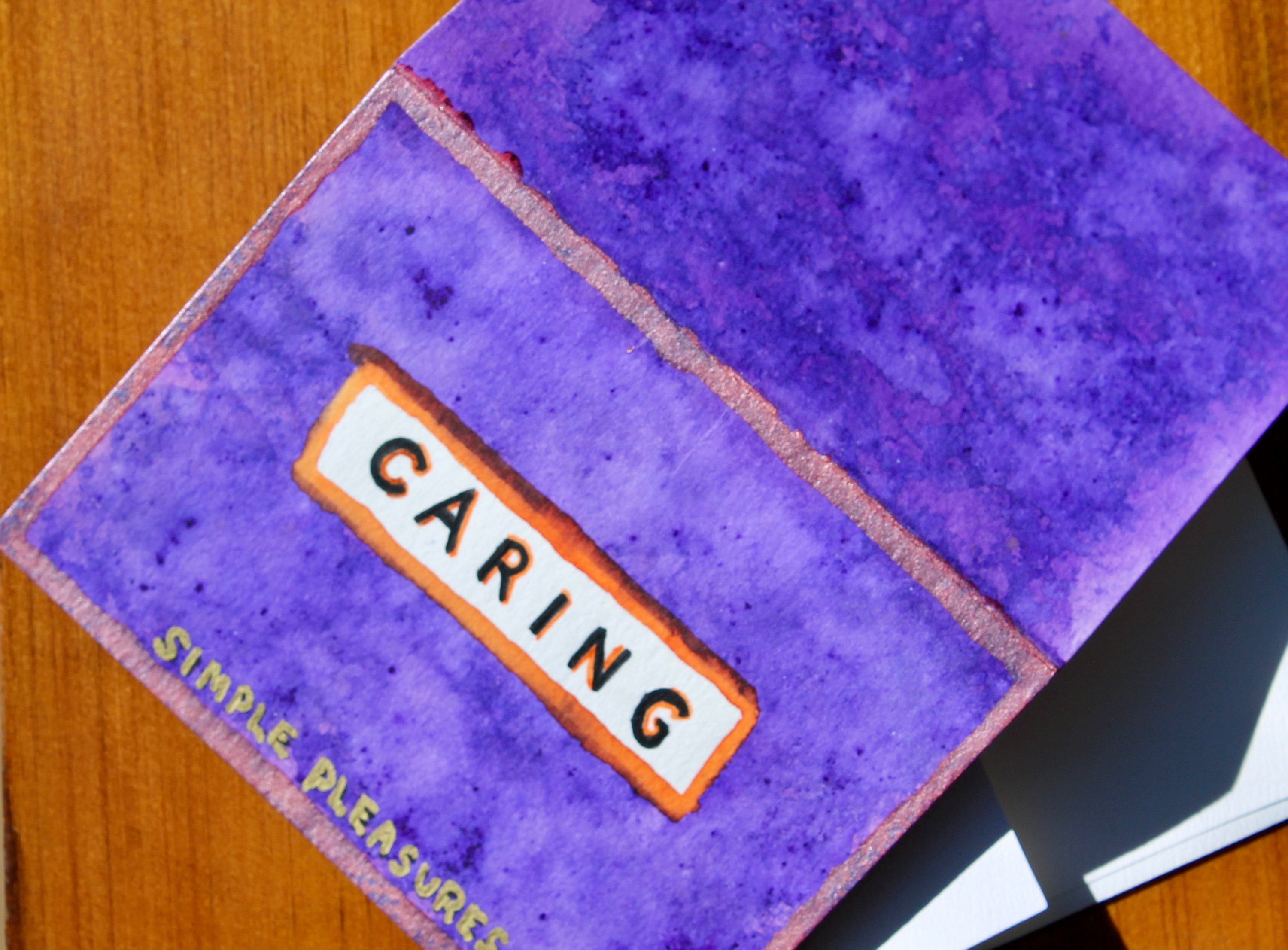 CARING Hand Painted Note Card Original Art SIMPLE PLEASURES Blank Note ...