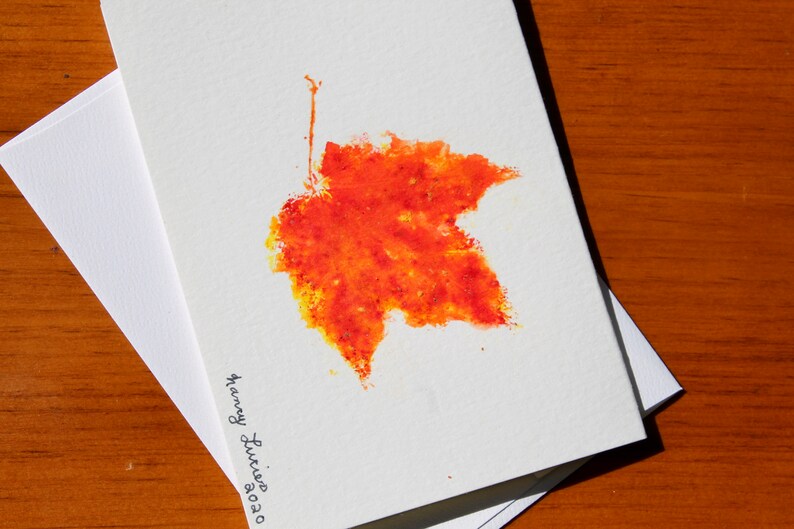 Handmade Watercolor Maple Leaf Note Card: Original Autumn Art - Etsy