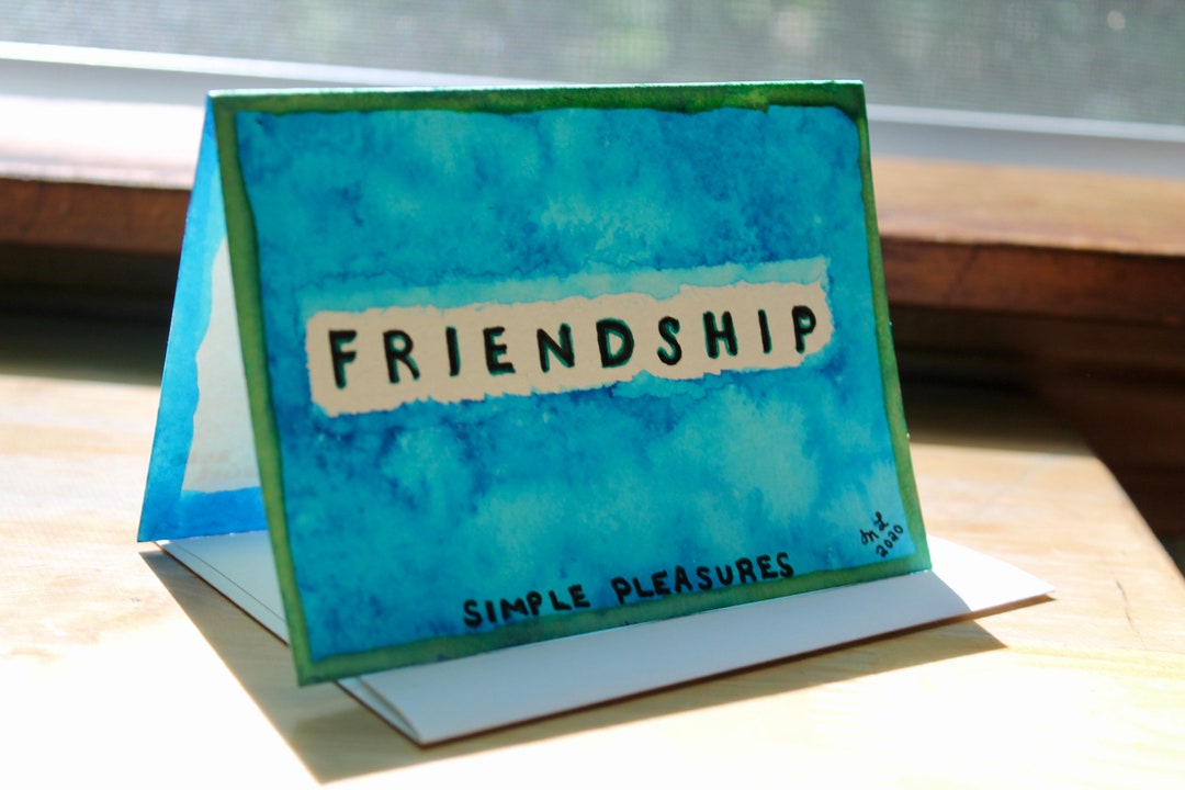 Unique Stationery FRIENDSHIP Hand Painted Note Card Original Art SIMPLE ...