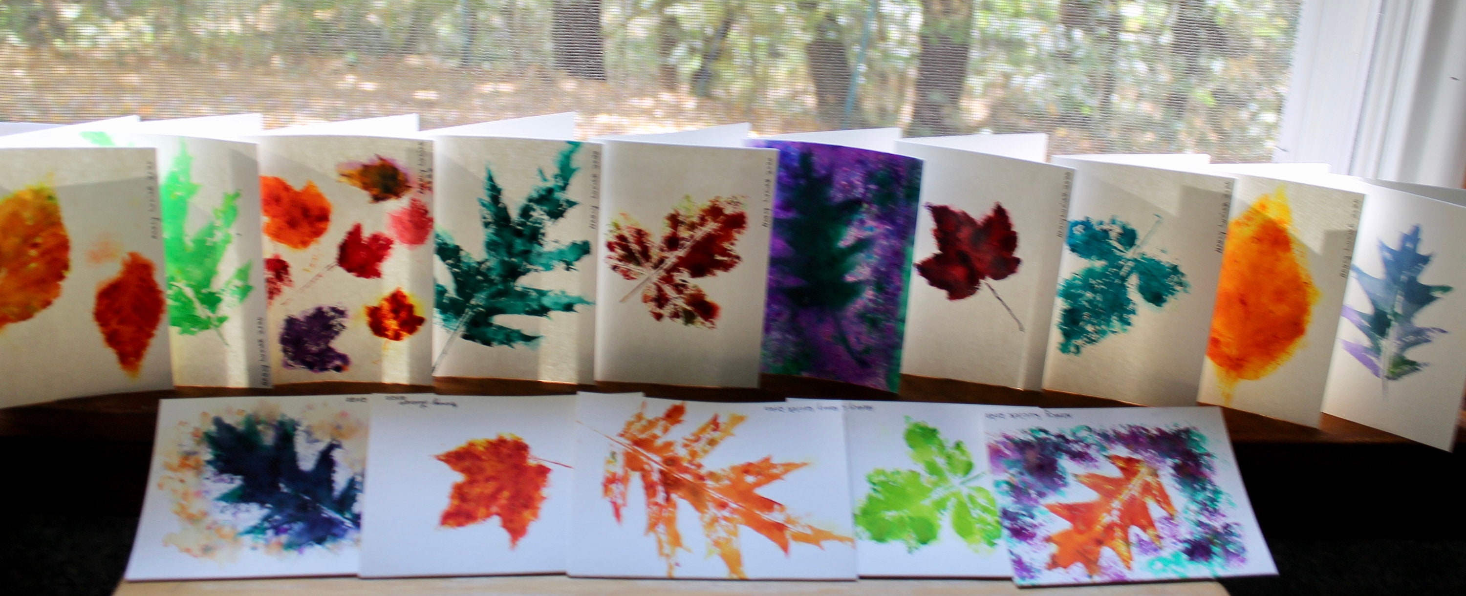NH Red Maple LEAF ART Hand Painted Note Card Unique Stationary Note ...
