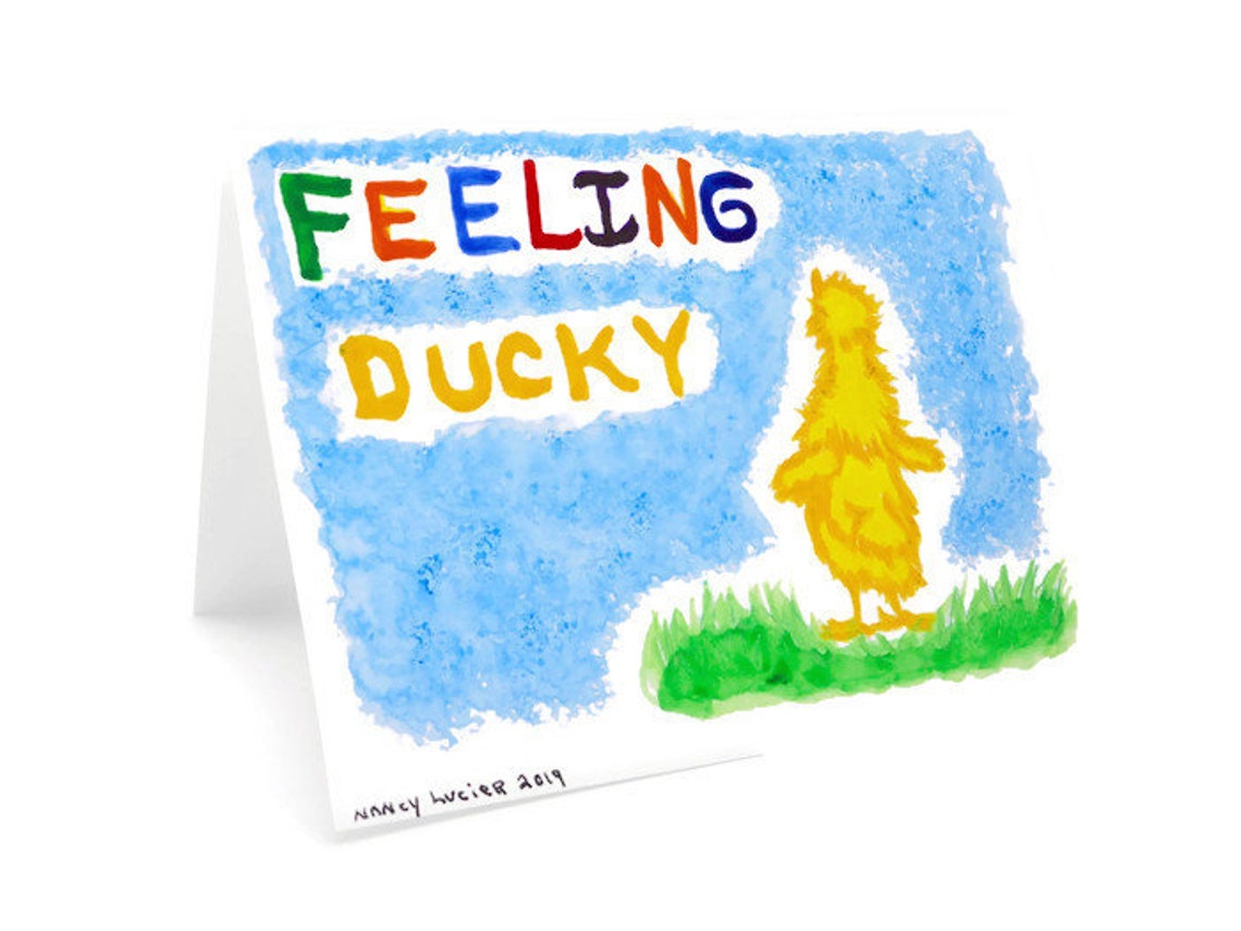 Feeling Ducky Original Mixed Media Handmade Art Card Adorable - Etsy
