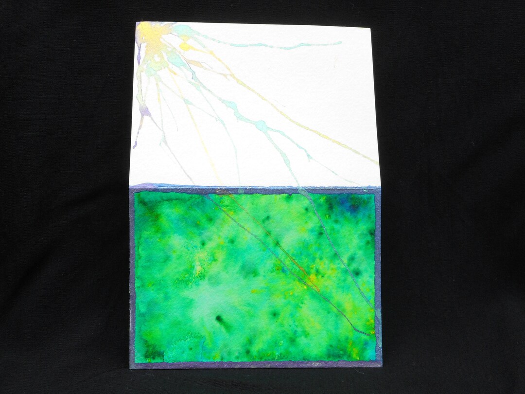 Unique Card Original Green Watercolor Art Note Card, Boho Art Note Card ...