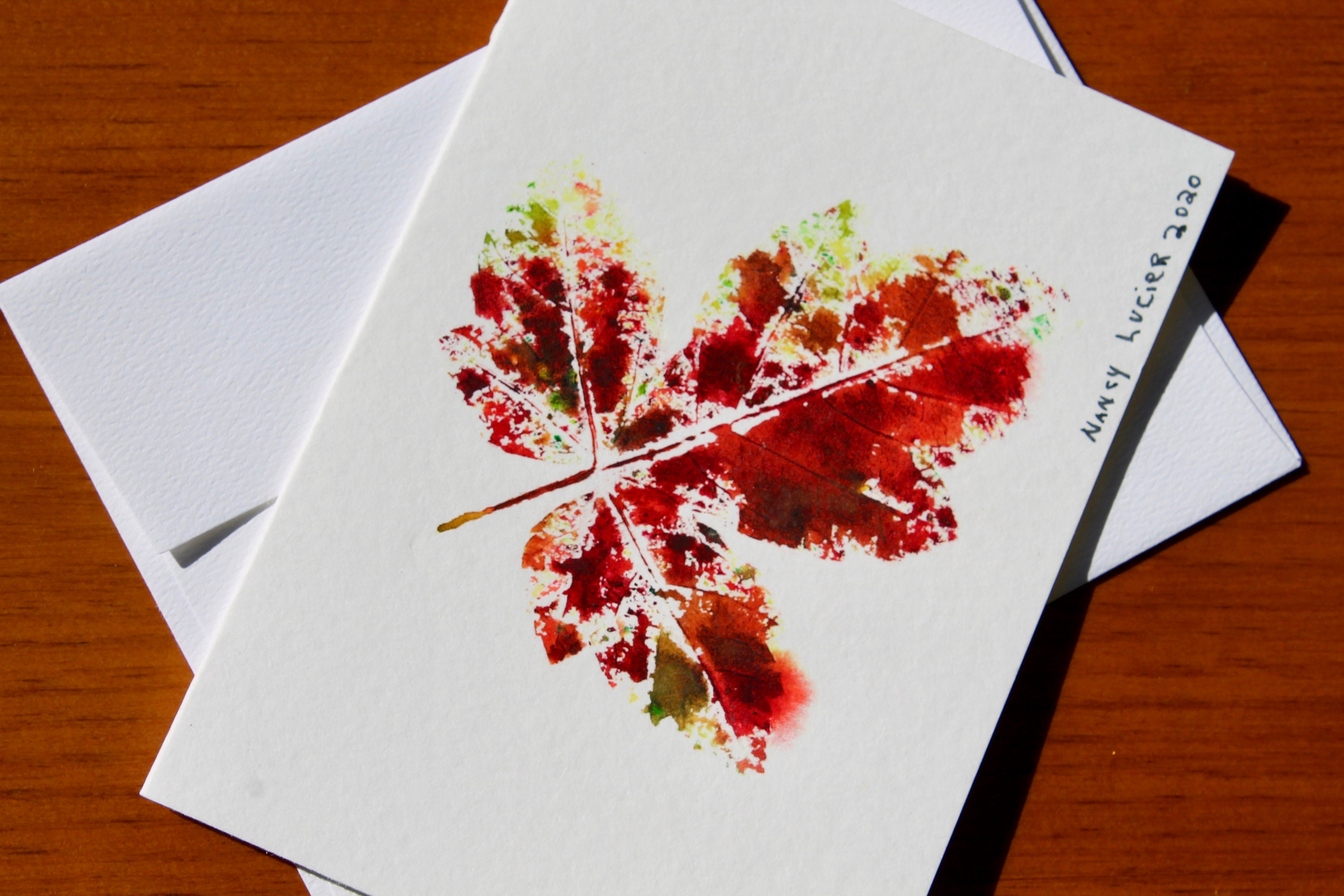 Watercolor Autumn Maple Leaf Art Note Card Handmade Fall Art Decor ...