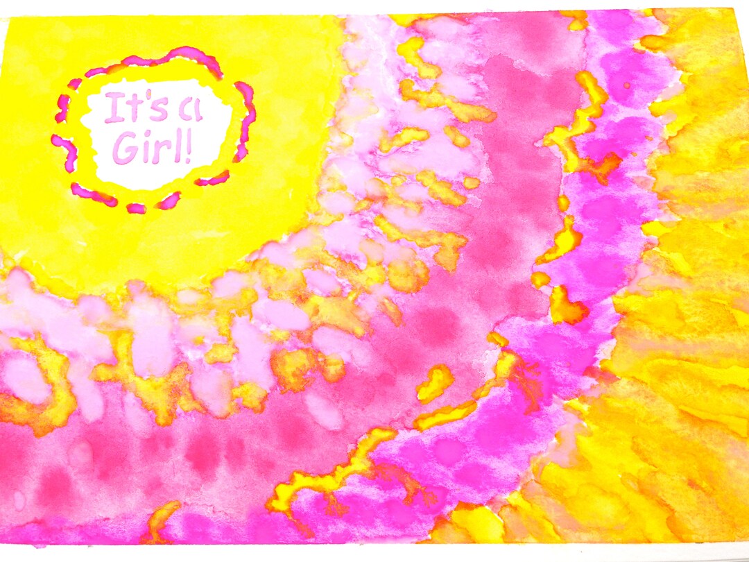Original Watercolor Baby Girl Art Card Baby Shower Birth - Etsy