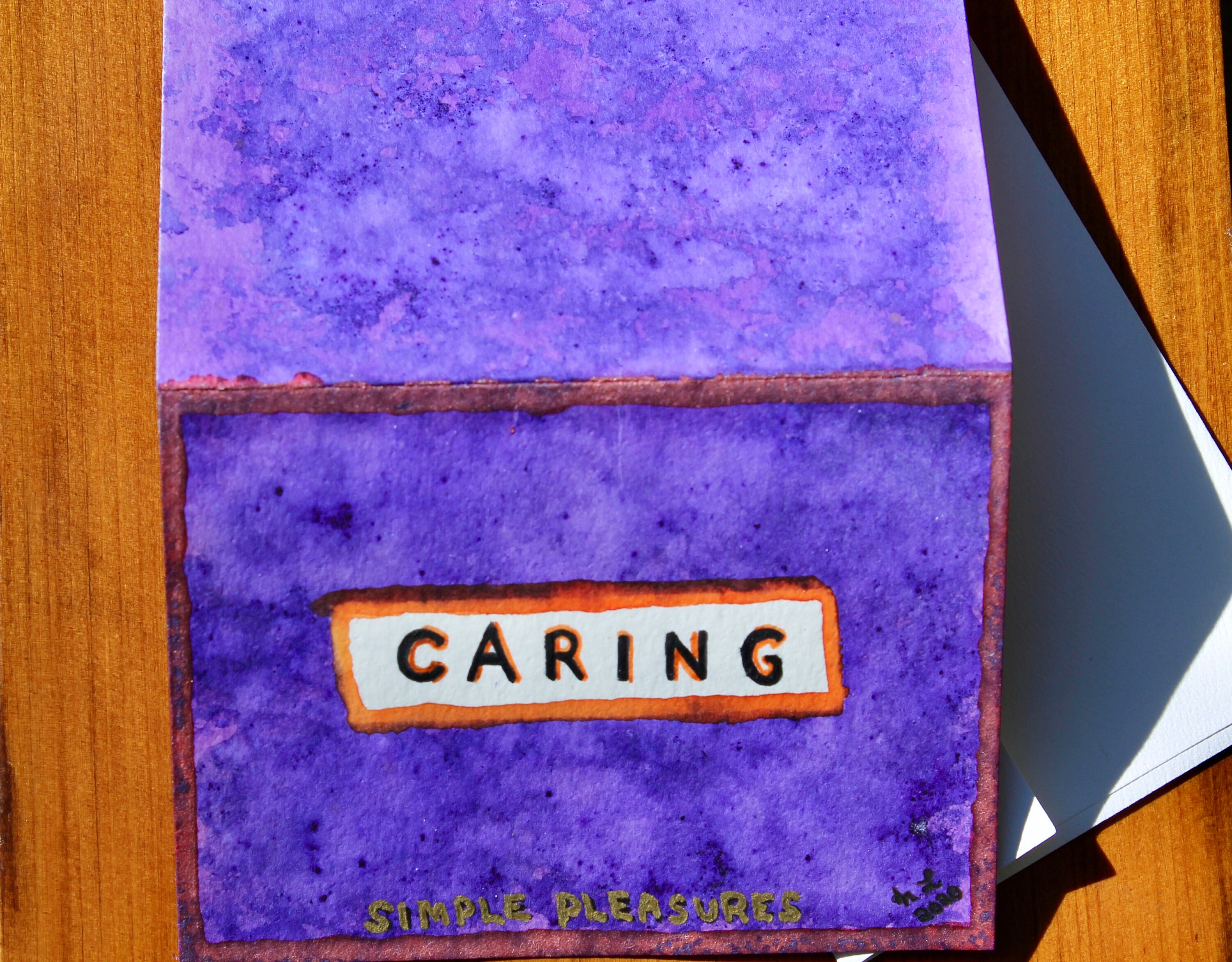 CARING Hand Painted Note Card Original Art SIMPLE PLEASURES Blank Note ...