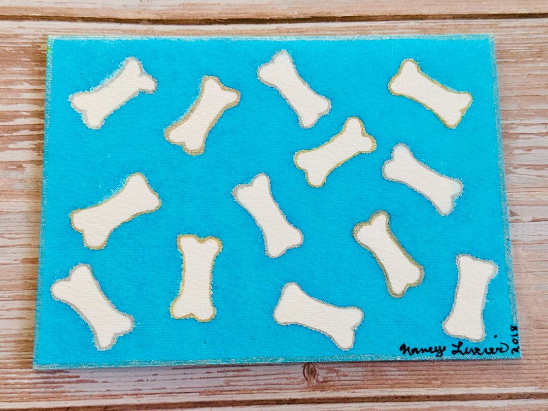 Dog Bones ORIGINAL Watercolor Cards for Dog Lover, Hand Painted Dog ...