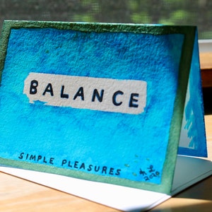 BALANCE Hand Painted Note Card Original Art SIMPLE PLEASURES Blank Note ...