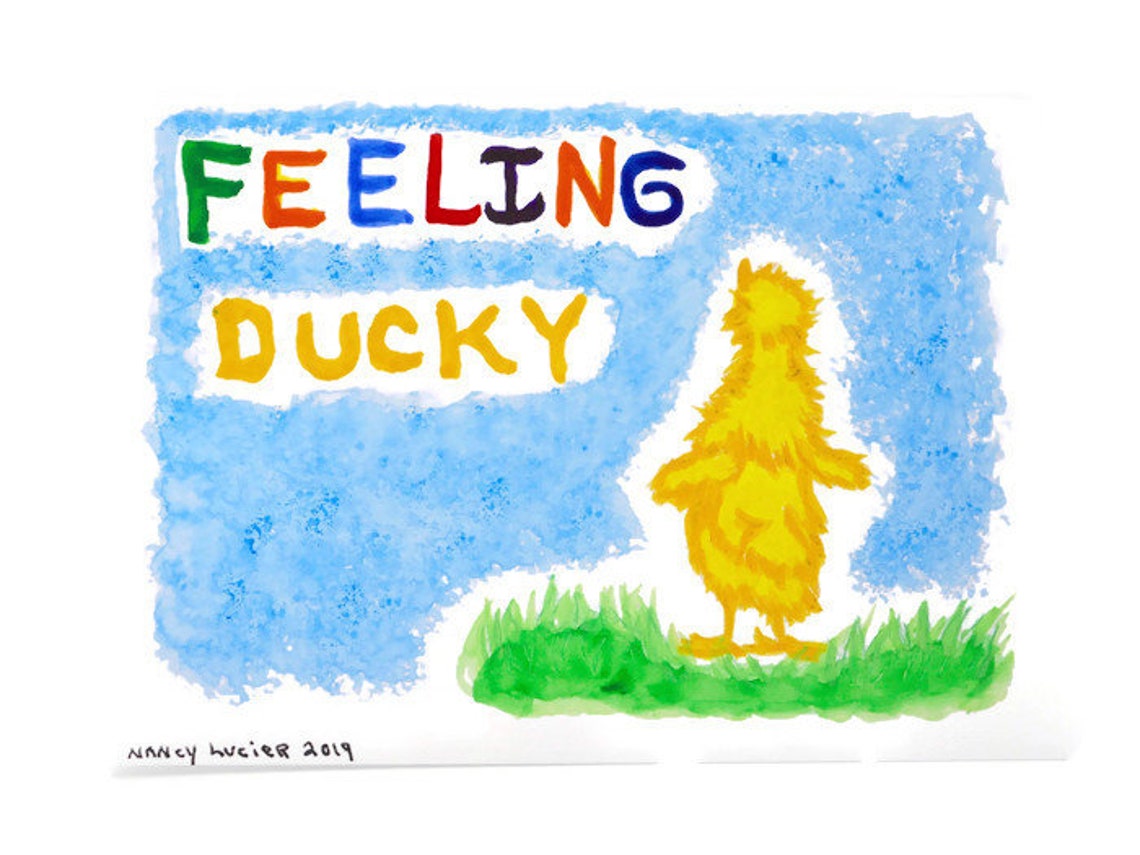 Feeling Ducky Original Mixed Media Handmade Art Card Adorable - Etsy