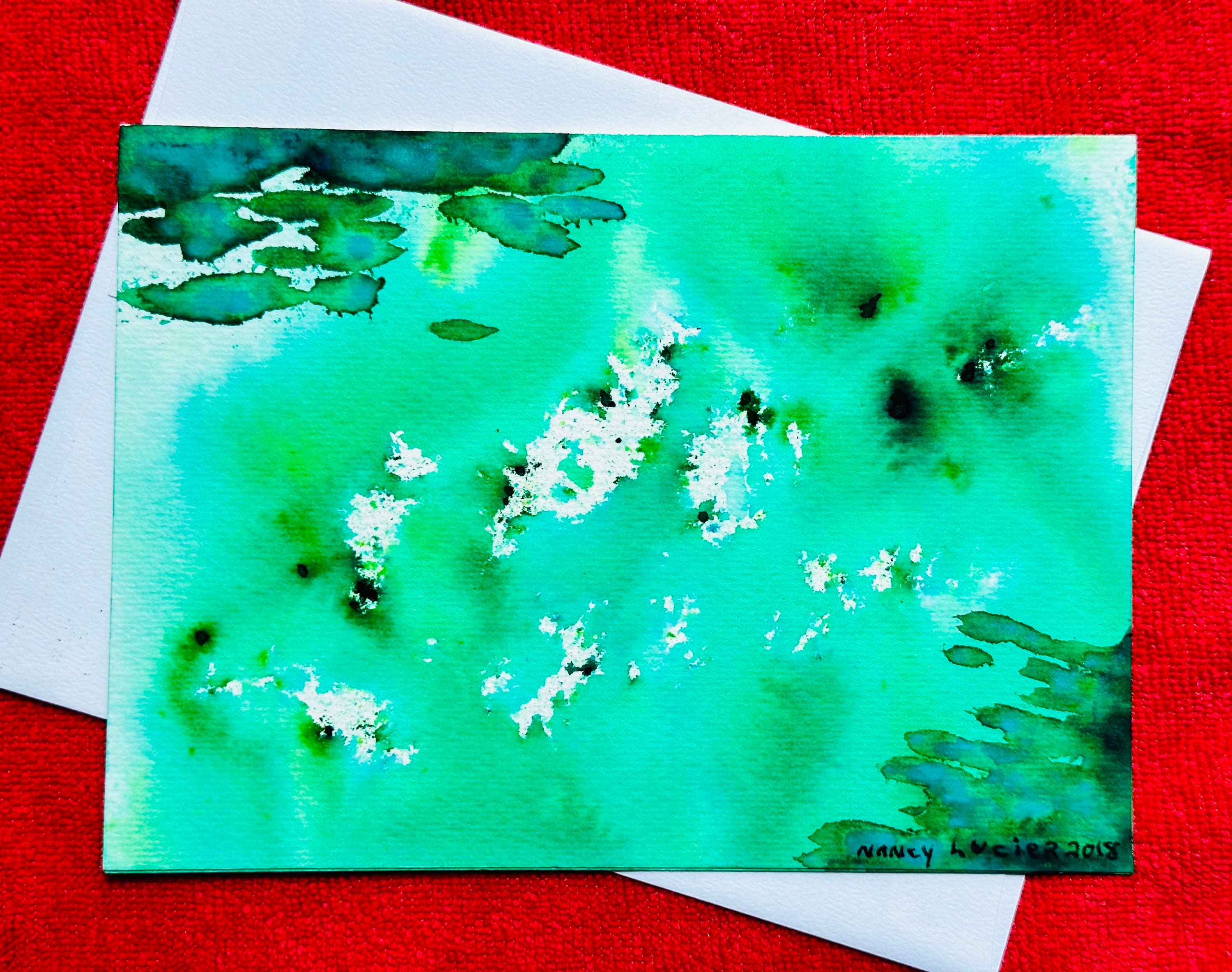 Abstract Art Watercolor Greeting Card, Unusual Hand Painted All ...