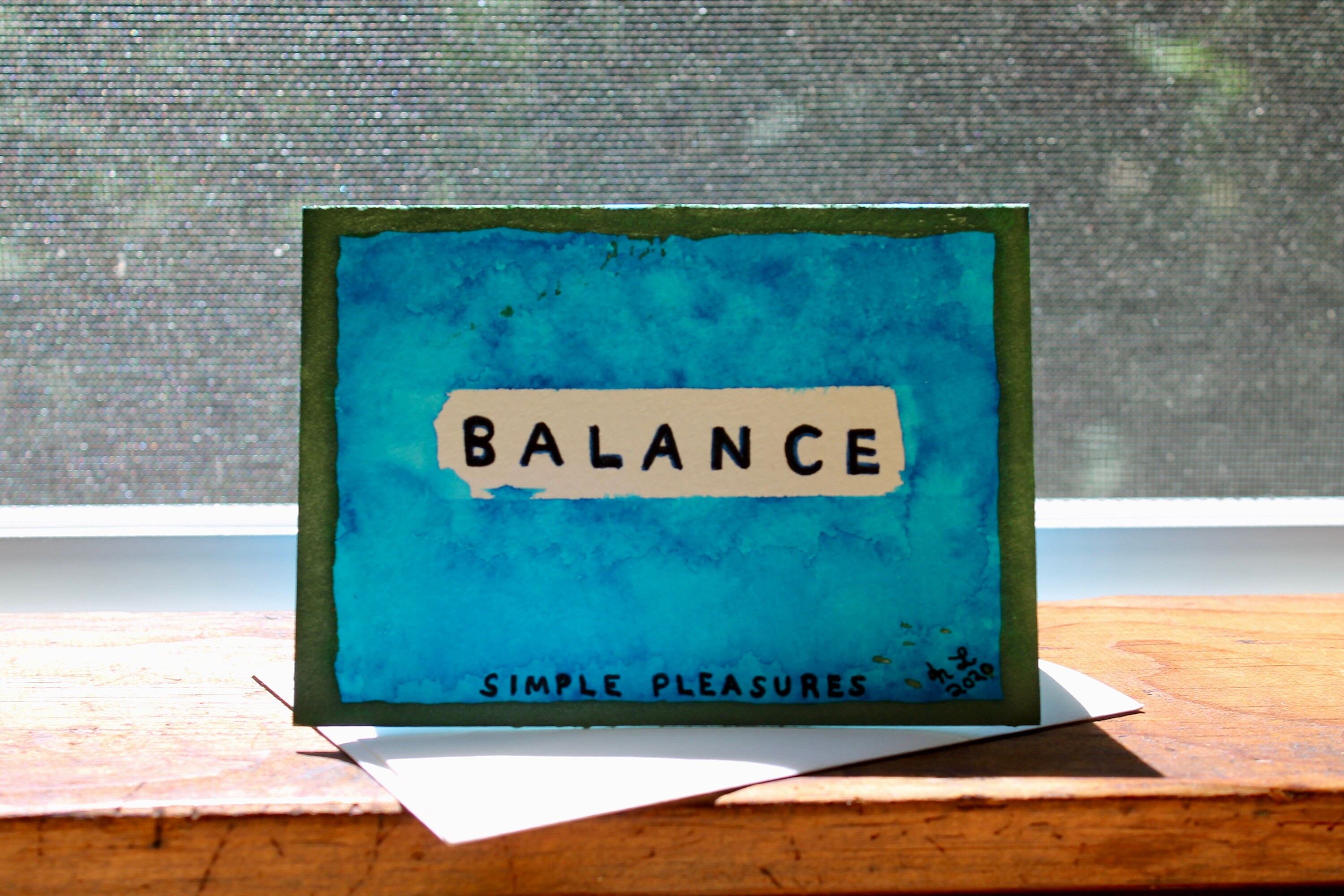 BALANCE Hand Painted Note Card Original Art SIMPLE PLEASURES Blank Note ...