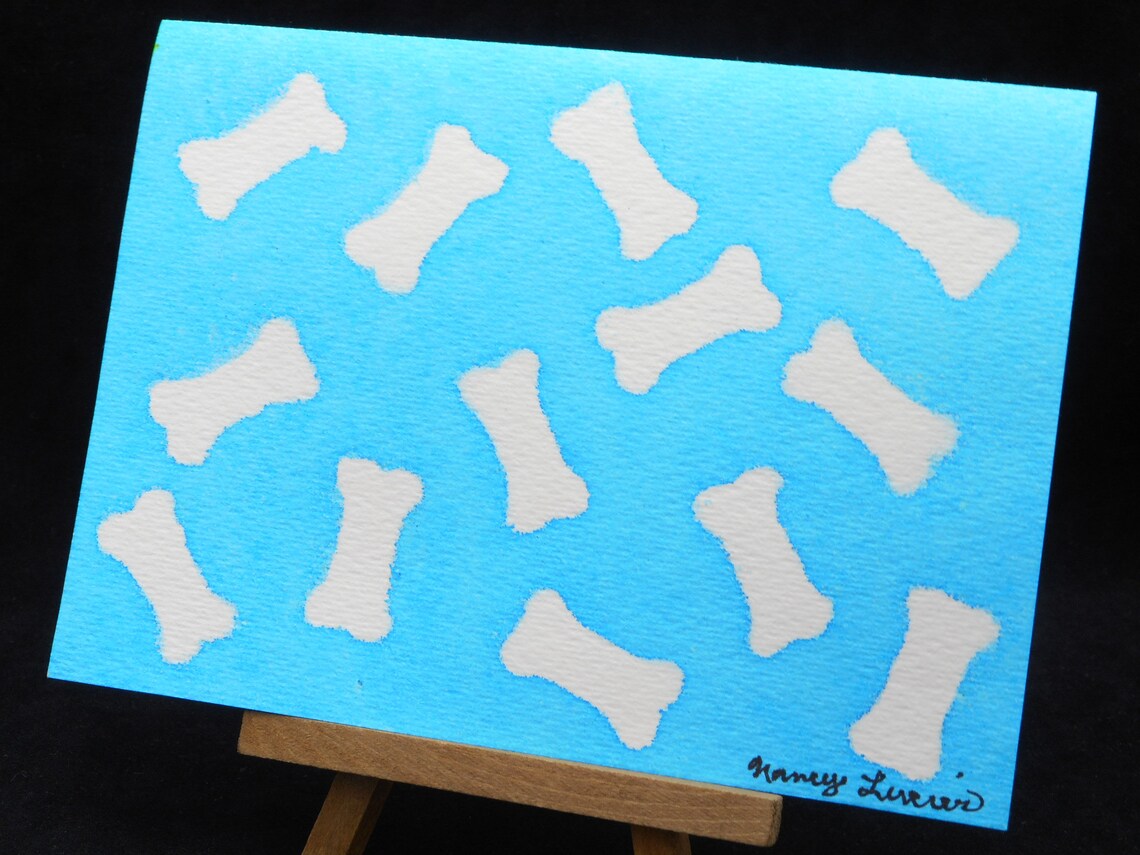 Dog Bones ORIGINAL Watercolor Cards for Dog Lover Hand | Etsy