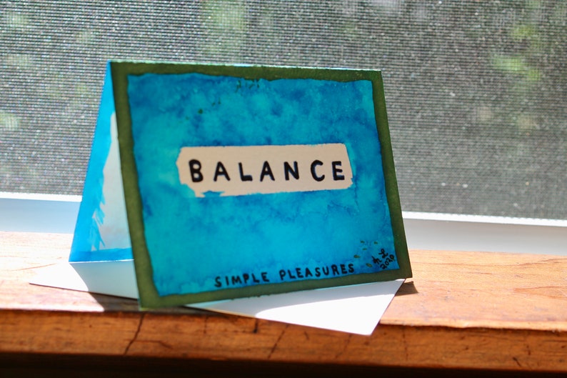 BALANCE Hand Painted Note Card Original Art SIMPLE PLEASURES Blank Note ...