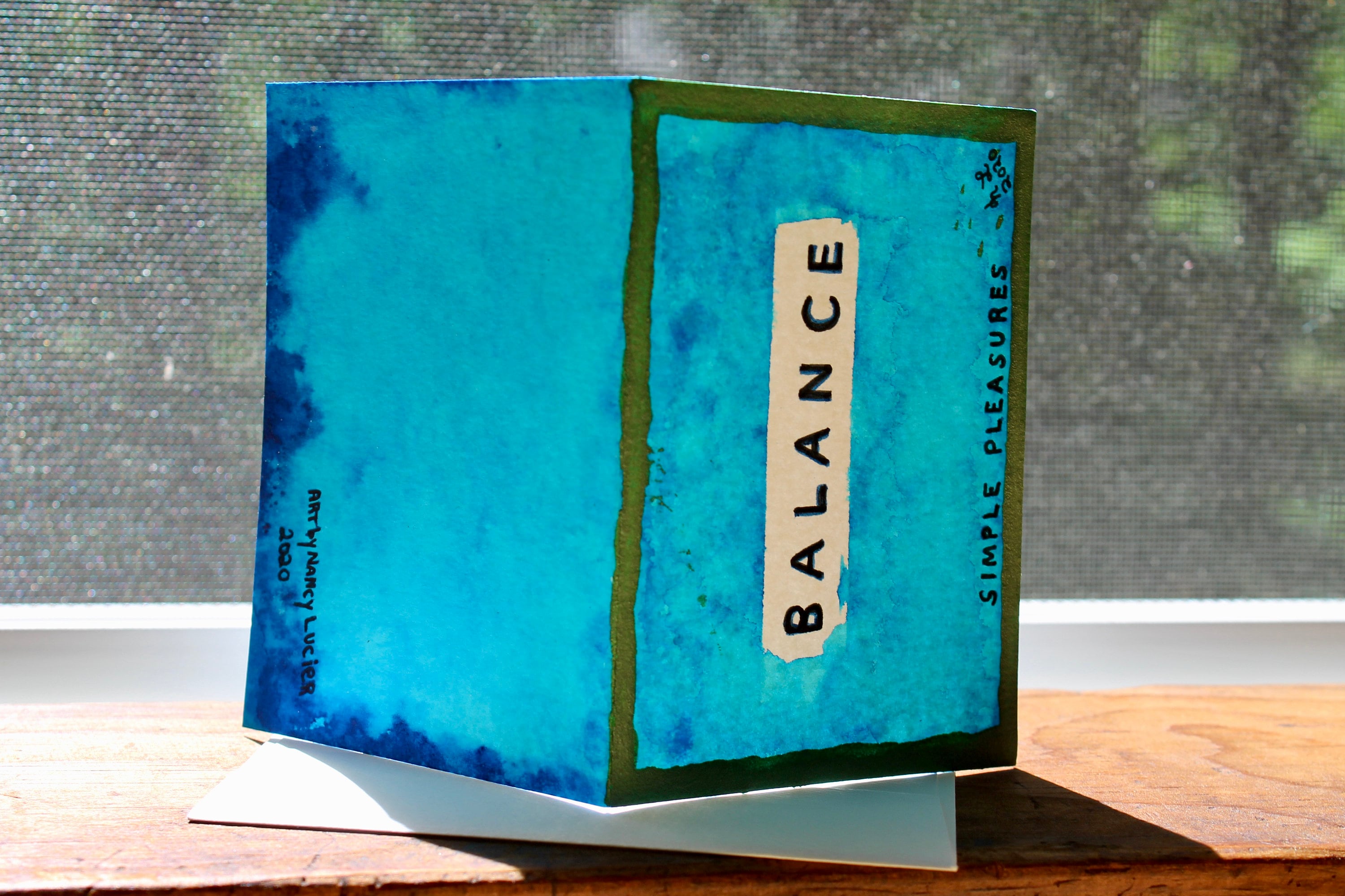 BALANCE Hand Painted Note Card Original Art SIMPLE PLEASURES Blank Note ...