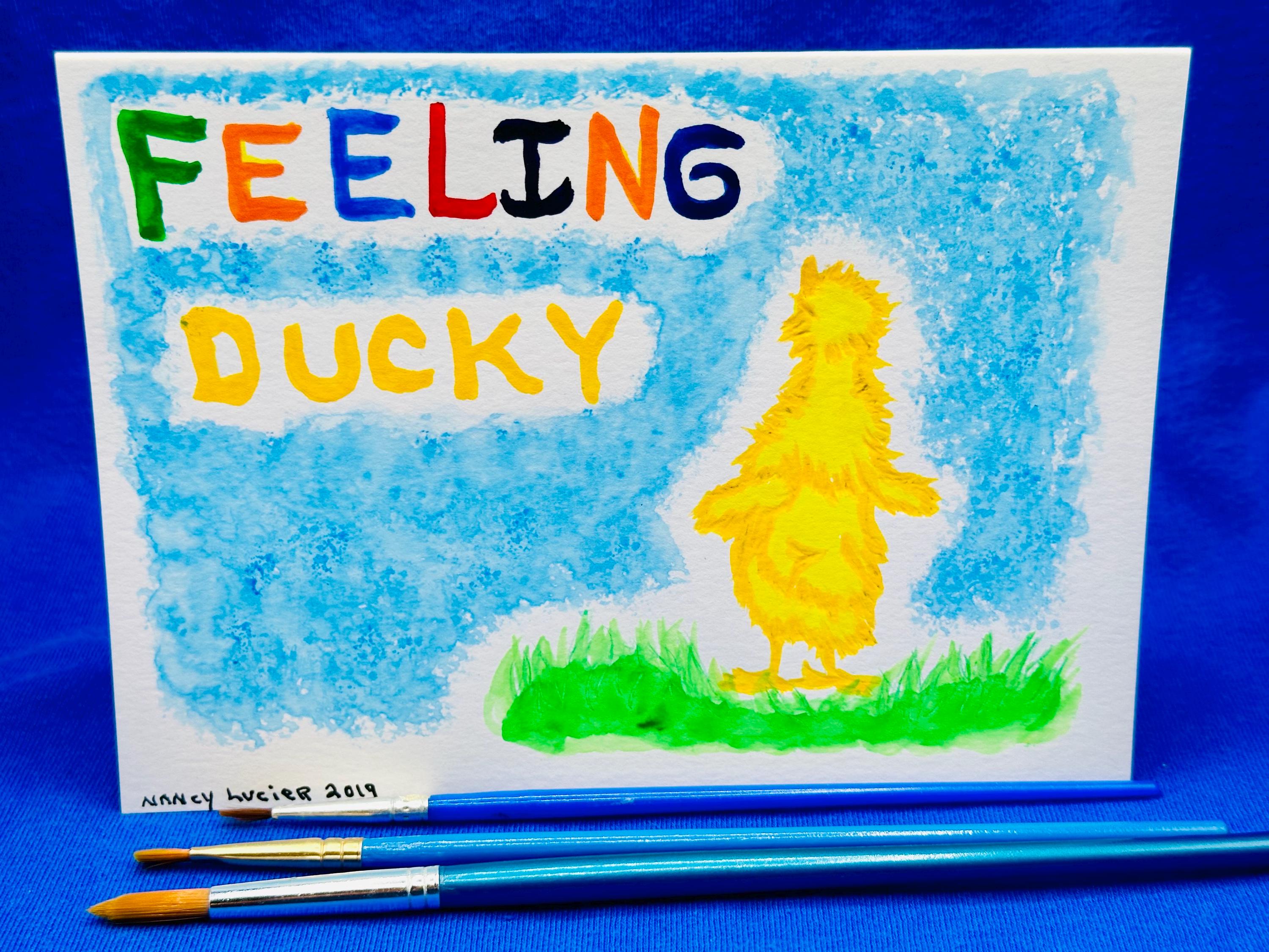 Feeling Ducky Original Mixed Media Handmade Art Card, Adorable Unique ...