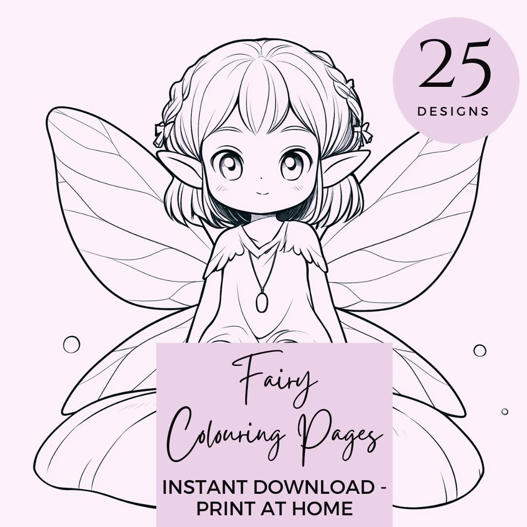 Fairy Coloring Pages for Kids: Whimsical Fantasy Art (PDF Downloadable ...