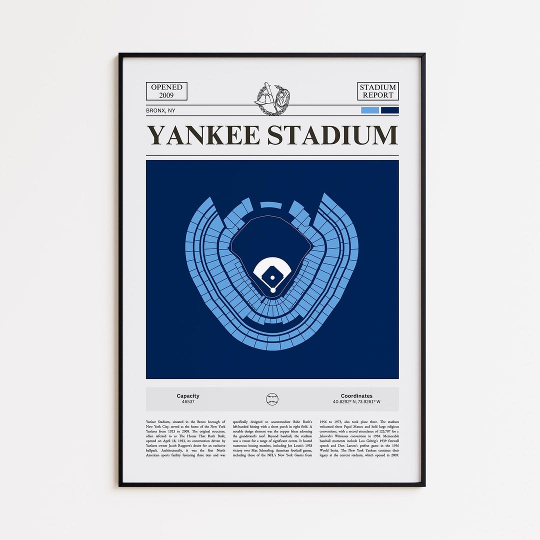 New York Yankees Poster, Yankee Stadium Stadium Print, Baseball Poster ...
