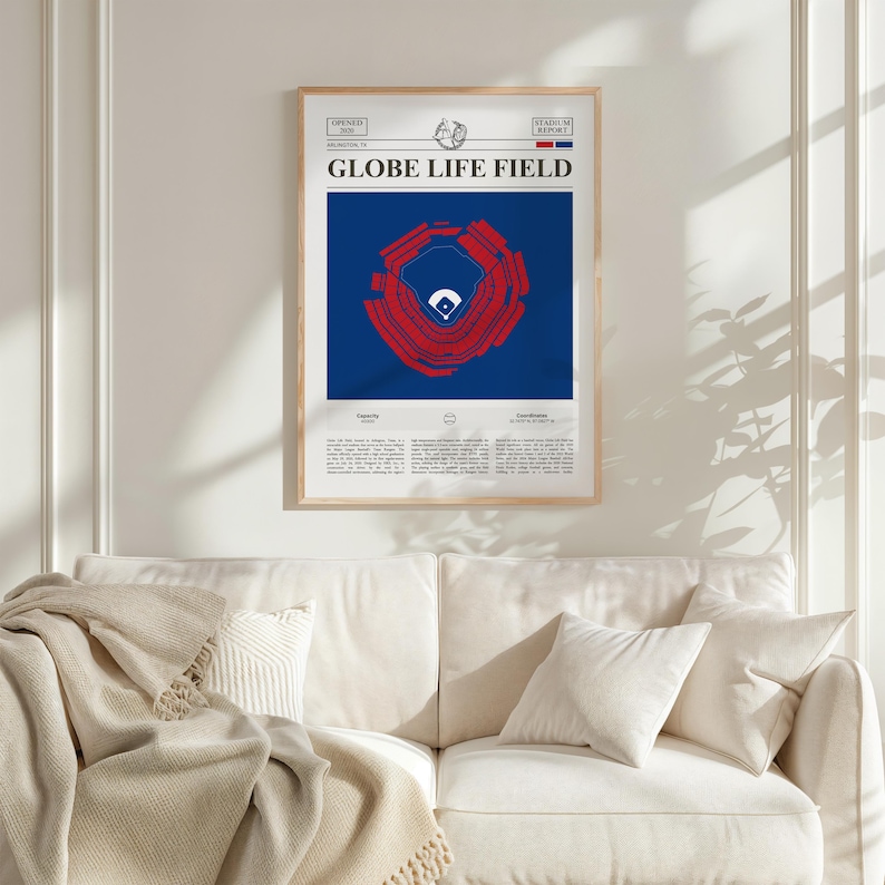 Texas Rangers Poster, Globe Life Field Stadium Print, Baseball Poster ...
