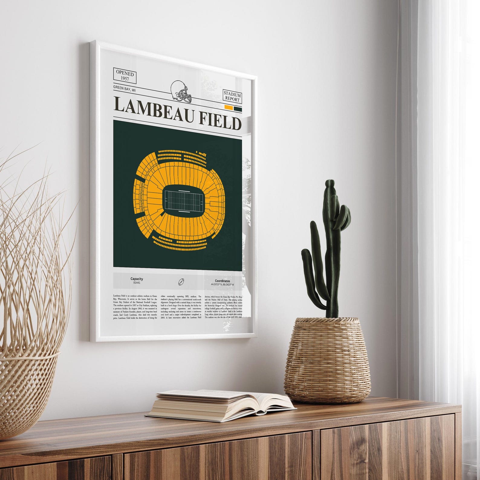 Lambeau Field Print, Green Bay Packers Stadium Poster, American ...