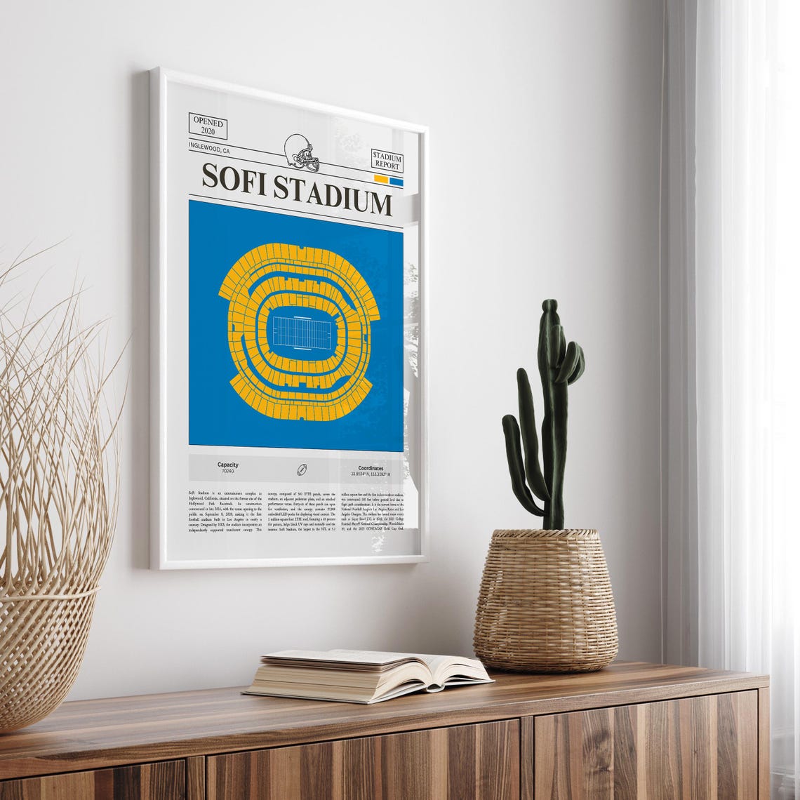 Sofi Stadium Print, Los Angeles Chargers Poster, American Football ...