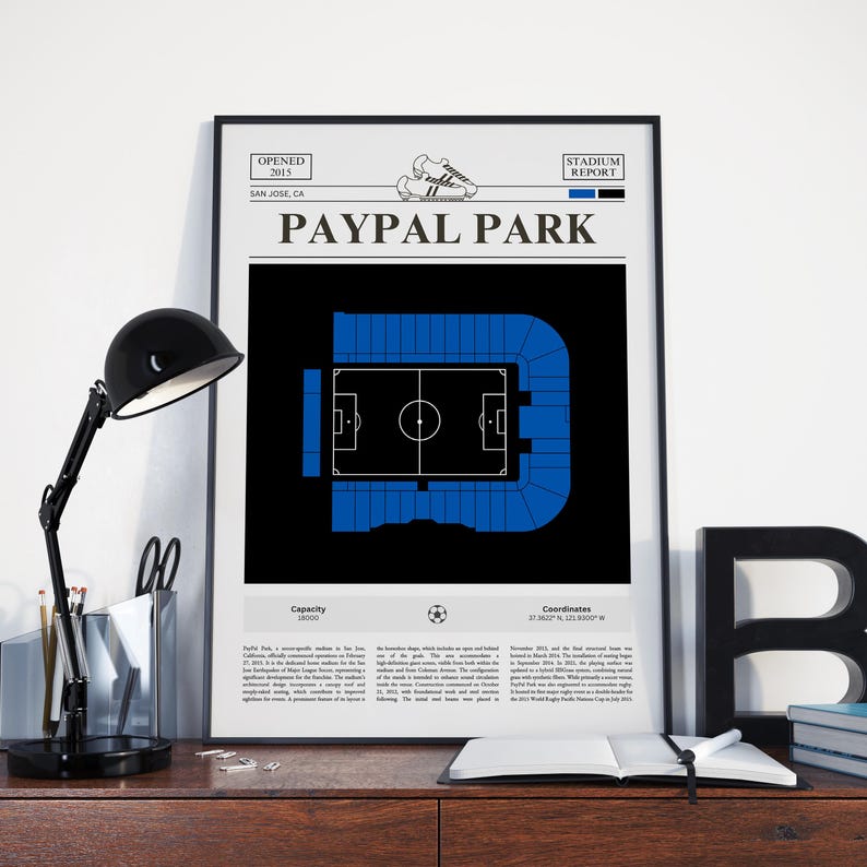 San Jose Earthquakes Poster, Paypal Park Stadium Print, Soccer Poster ...