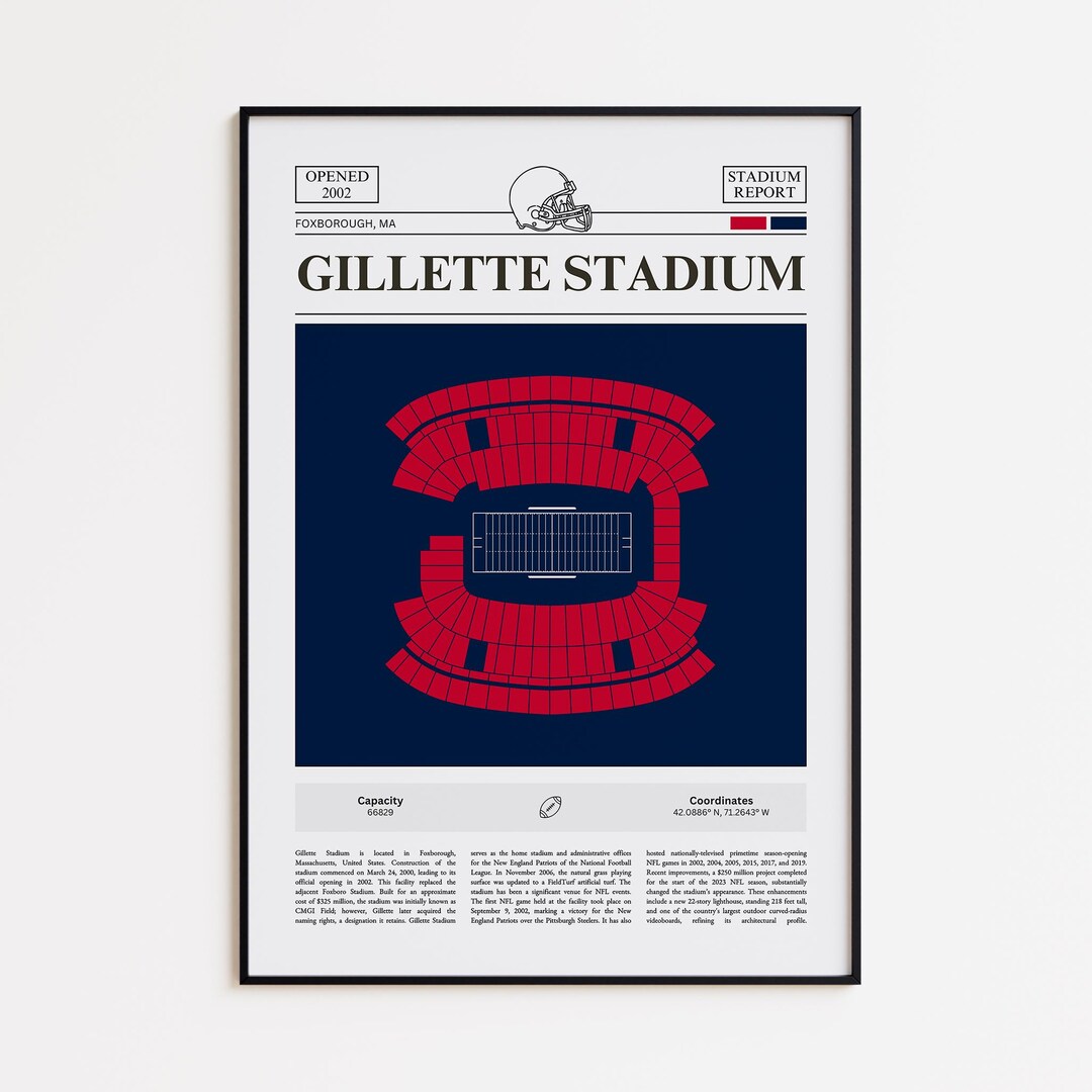Gillette Stadium Print, New England Patriots Poster, American Football ...