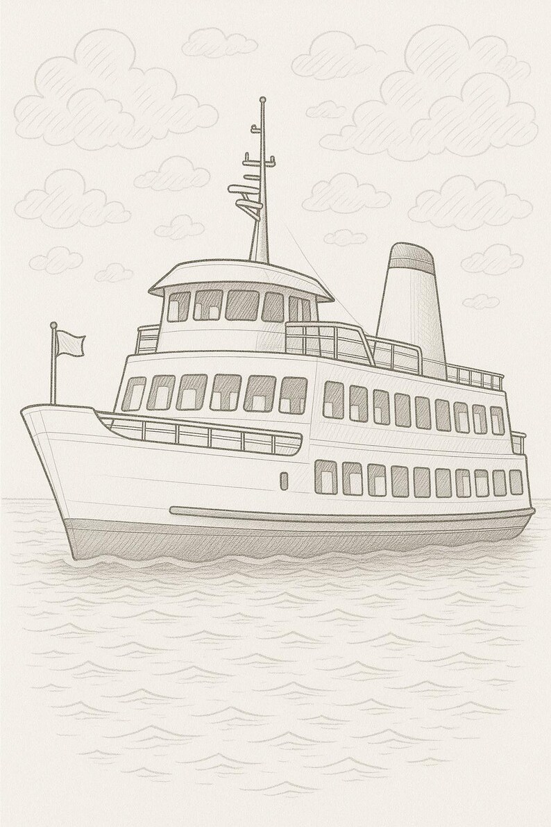 Seattle Ferry Coloring Pack of 5 - Etsy