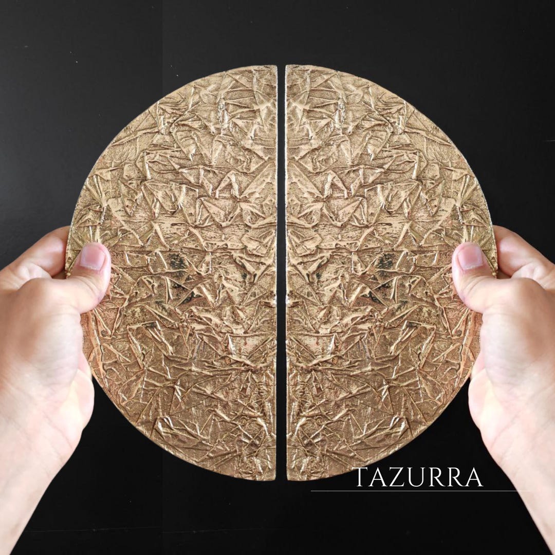 Handmade Gold Textured Half-moon Plate – Unique Artisan Decorative ...