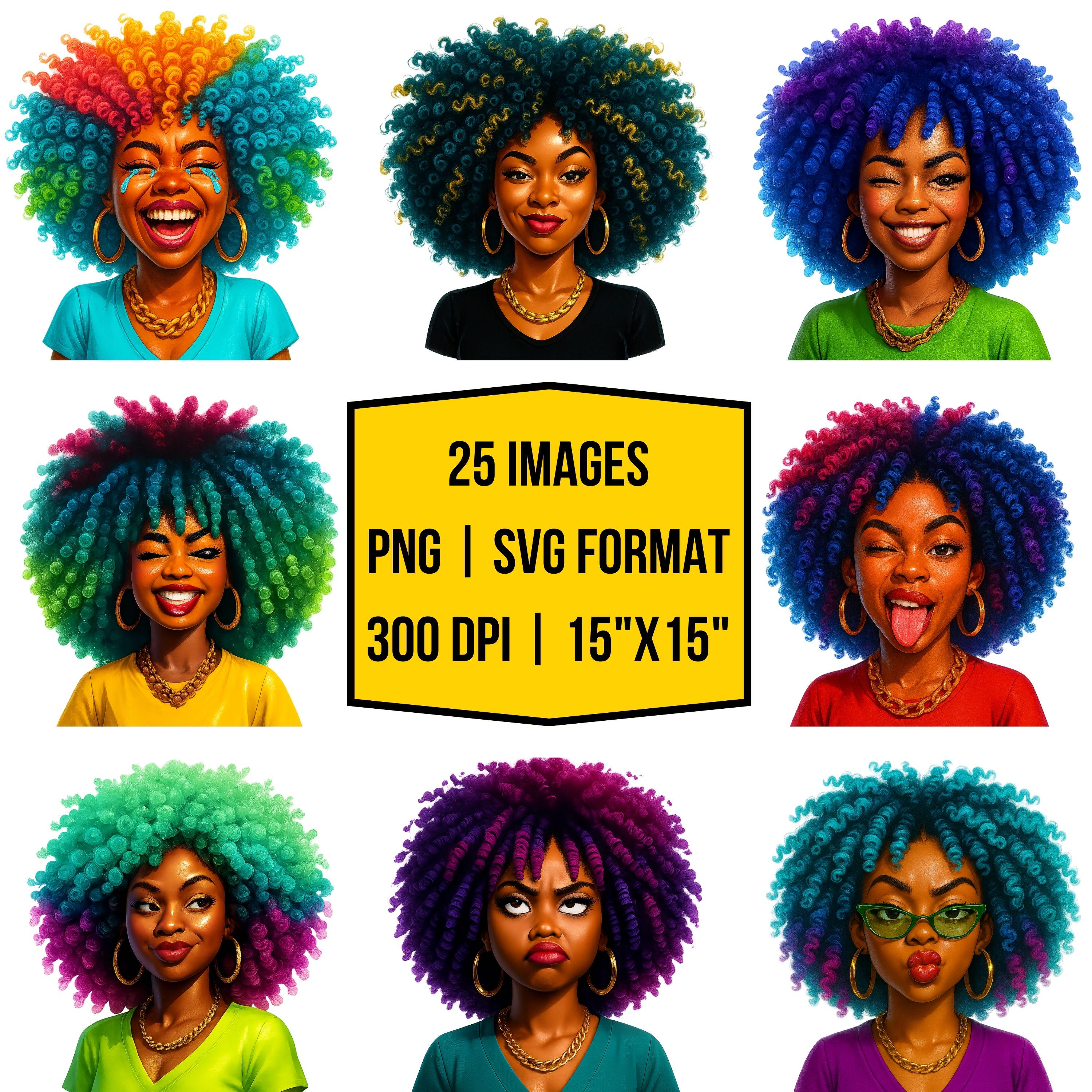 Black Women Clipart Bundle | Afrocentric PNG SVG | African American Plr ...