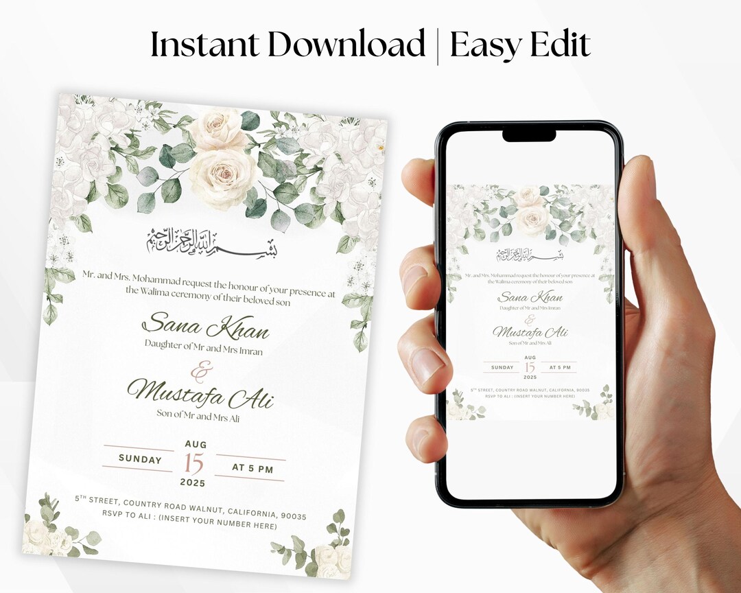 Animated Nikkah & Walima Video Invitation: Islamic Wedding Template ...