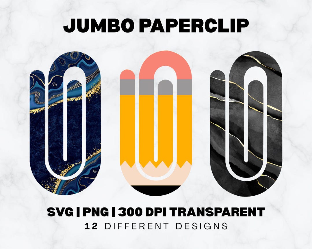 School Supplies Clipart Bundle: Jumbo Paperclip, Pencil, Notebook (PNG ...
