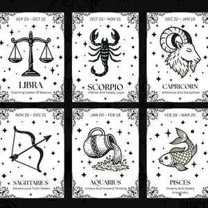 Zodiac Cards SVG Bundle: Astrology Printable Art (canva Template ...