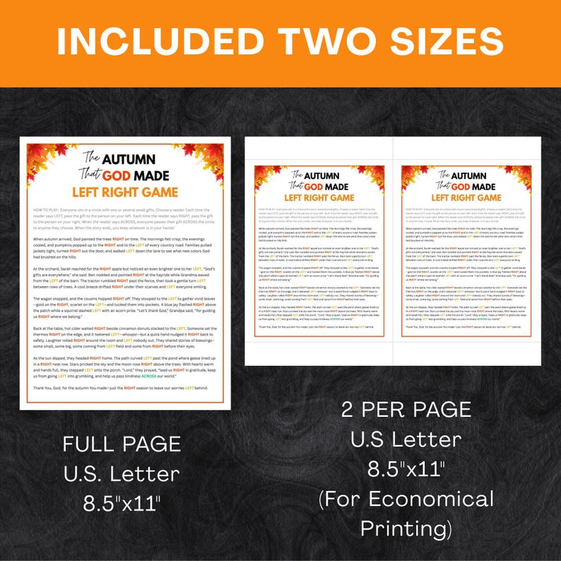 The Autumn That God Made Left Right Game, Fall Printable for Church ...