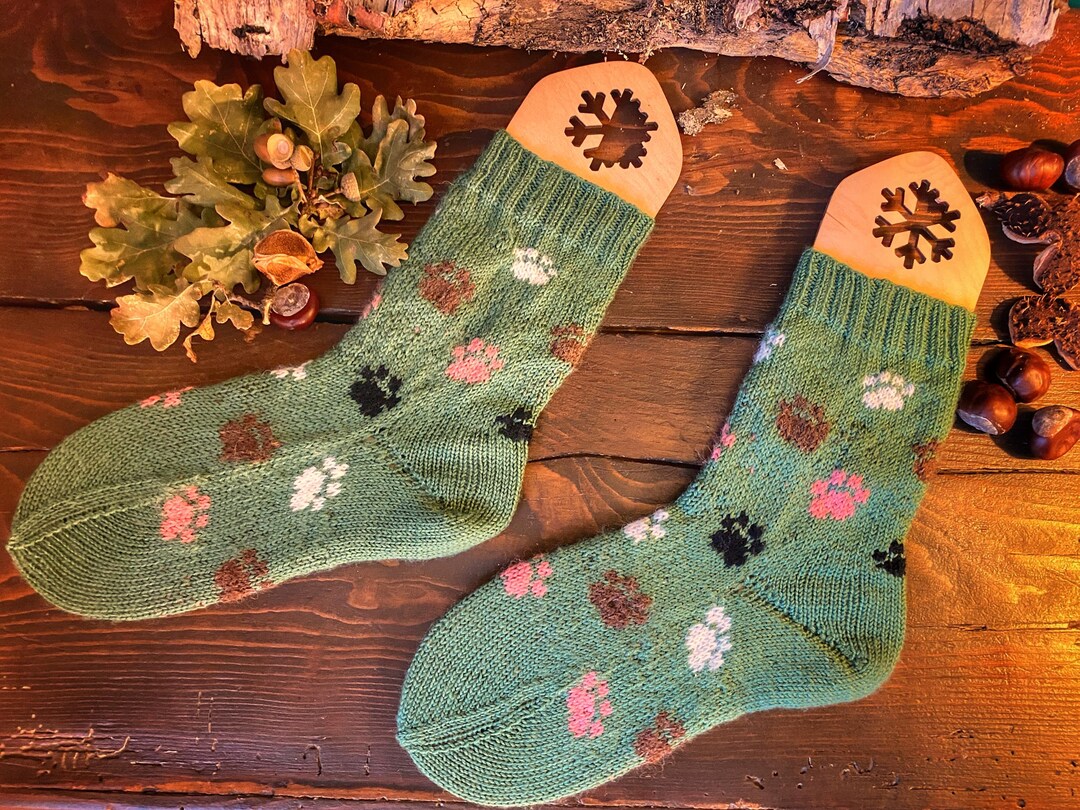 Paw Print Sock Digital Pdf Knitting Pattern - Etsy