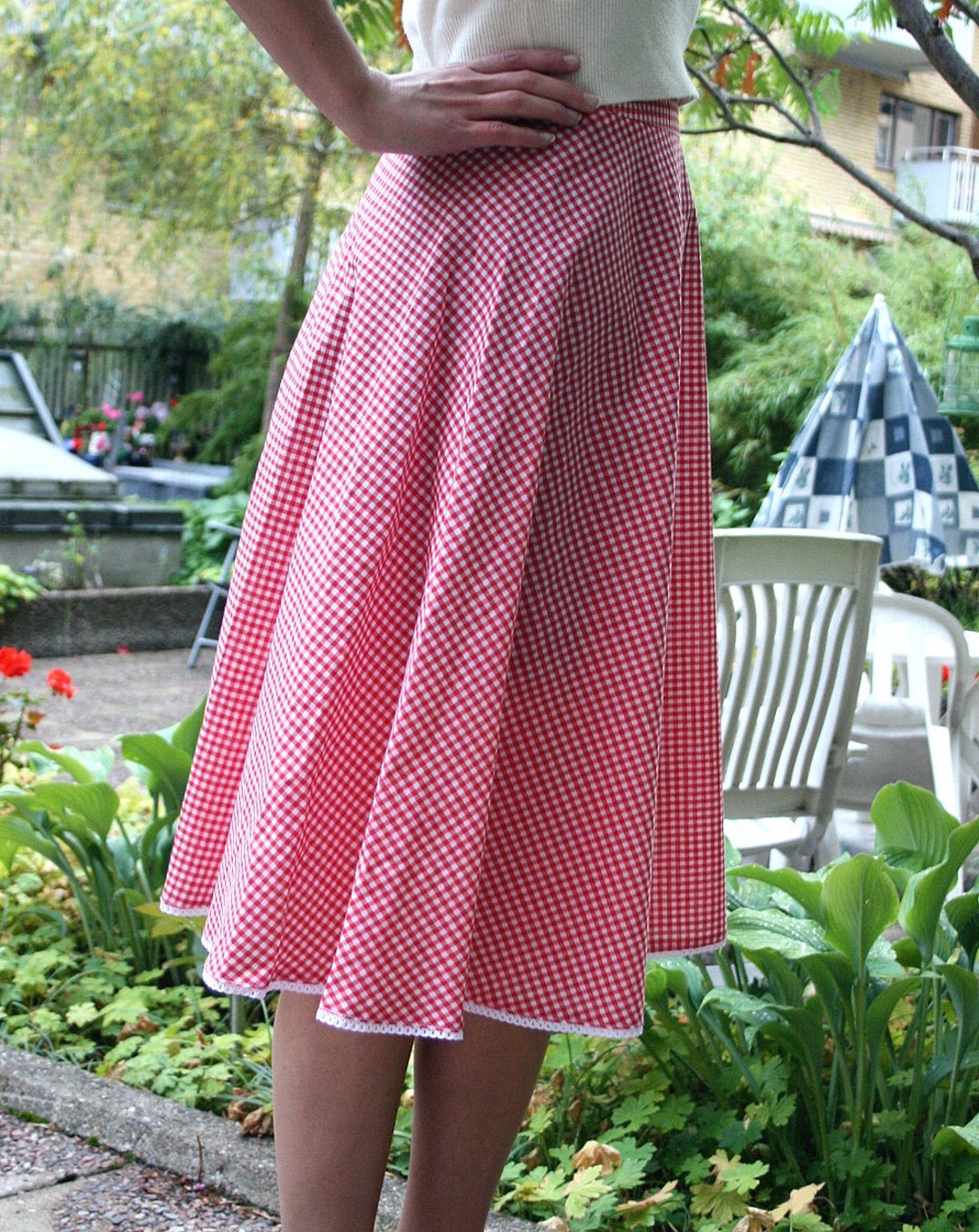 Red and White Gingham Cirkle Skirt. Only Small Left - Etsy