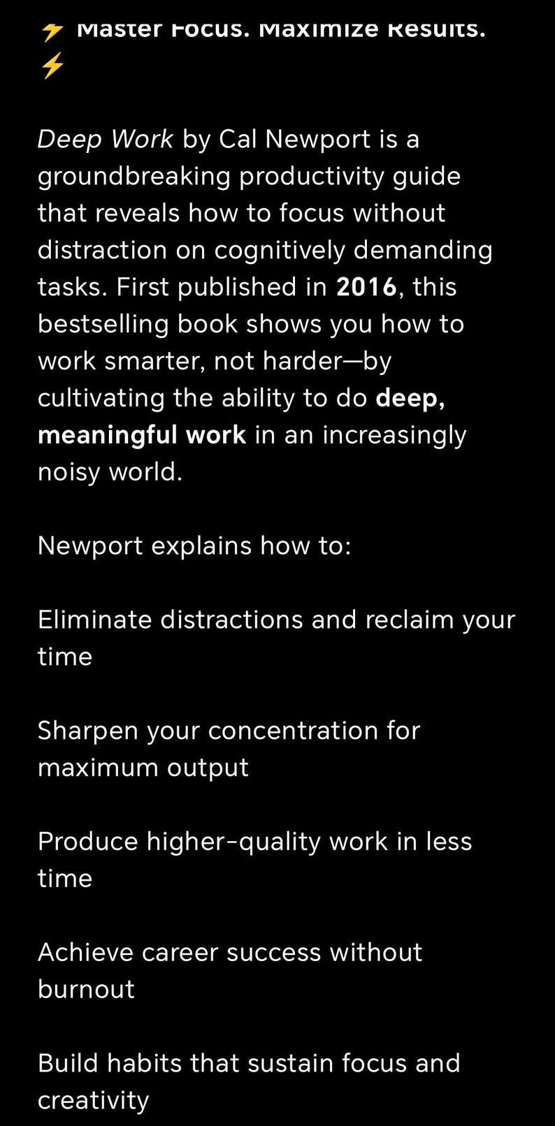 Deep Work by Cal Newport | Productivity & Focus Book | Achieve Success ...
