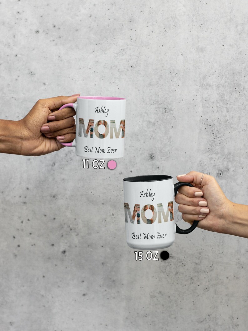 Photo Collage MOM Name Mug With 3 Pictures, Personalized Coffee Cup - Etsy