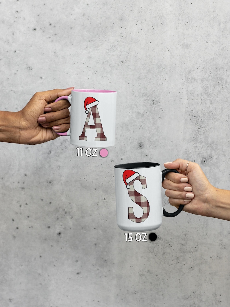 Personalized Christmas Initial Mug With Santa Hat (A–Z), Monogram Name ...