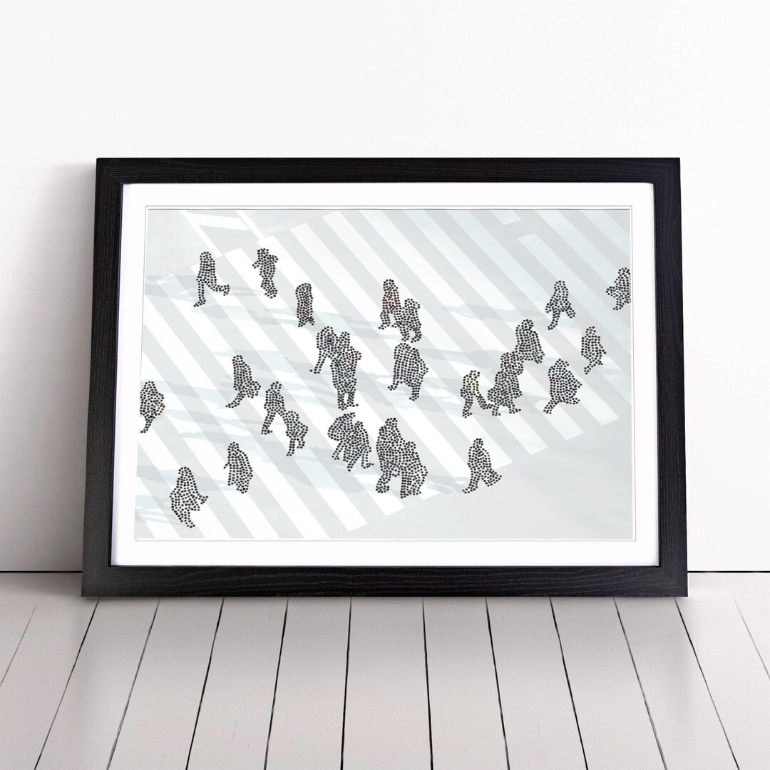 Modern Pointillism Wall Art, Minimalist Crowd Silhouette Printable ...
