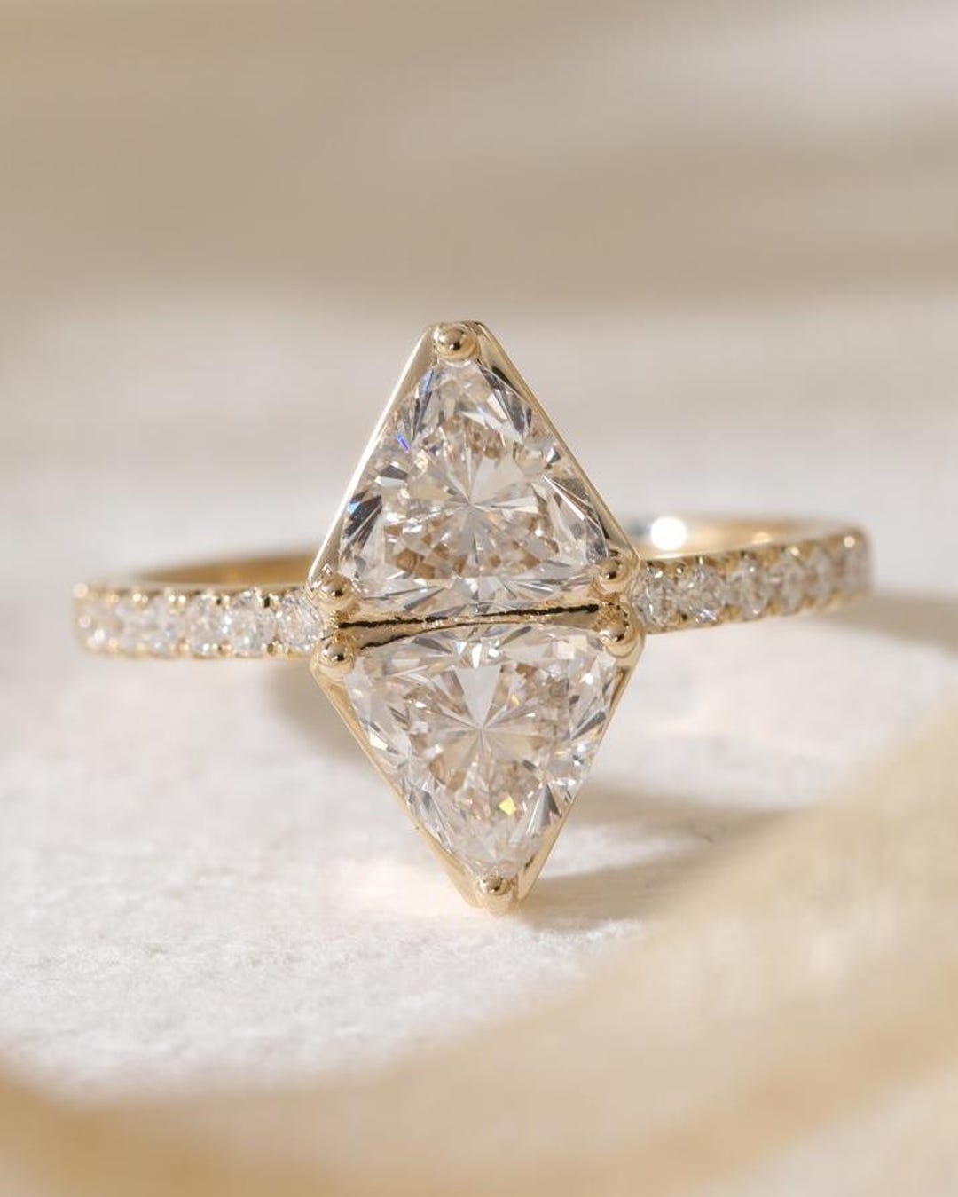 2.00ct Triangle Cut Modern Open Setting Diamond Ring - Etsy