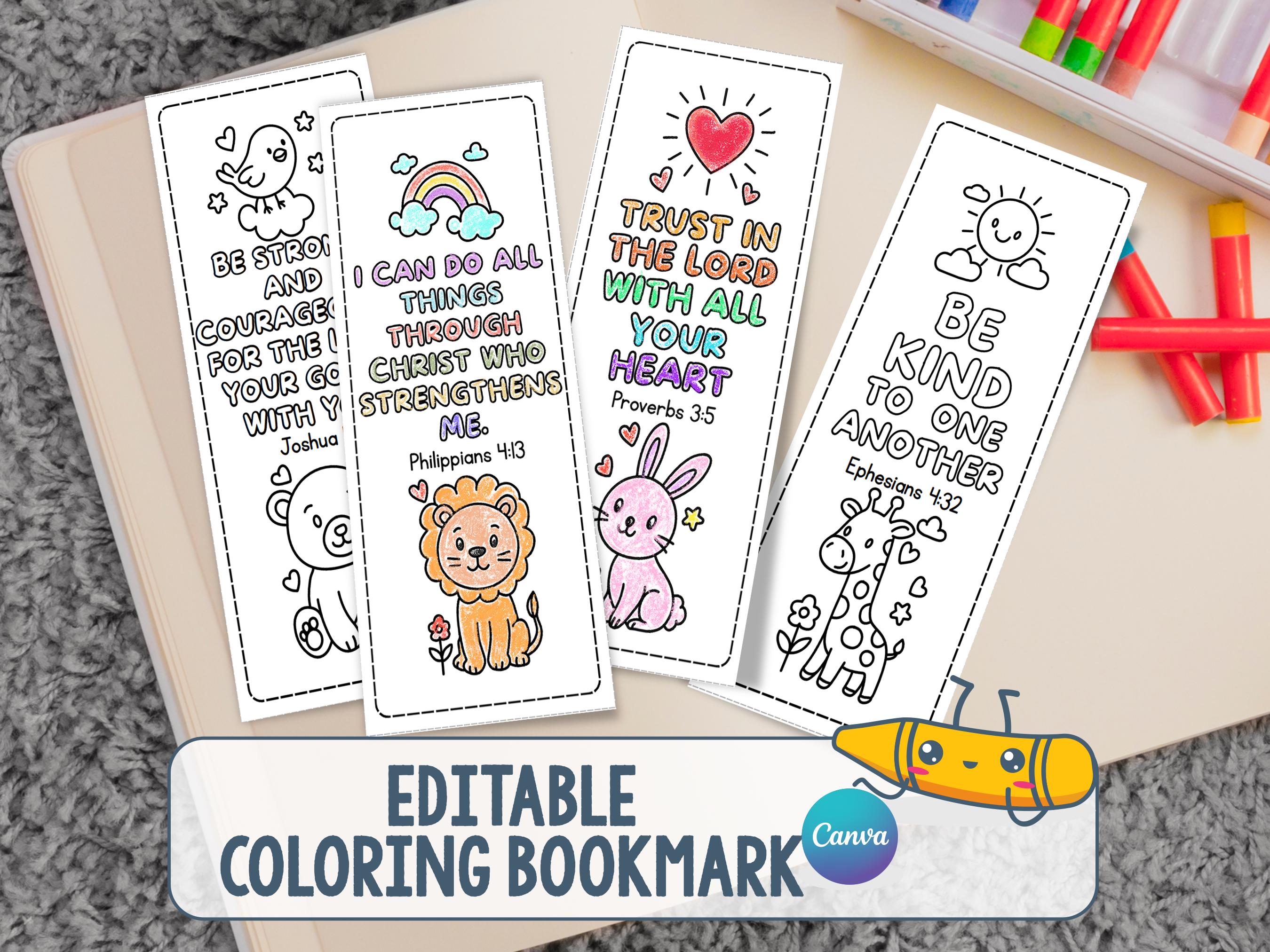 Bible Verse Coloring Bookmarks Set, Printable Bible Verse Bookmark ...