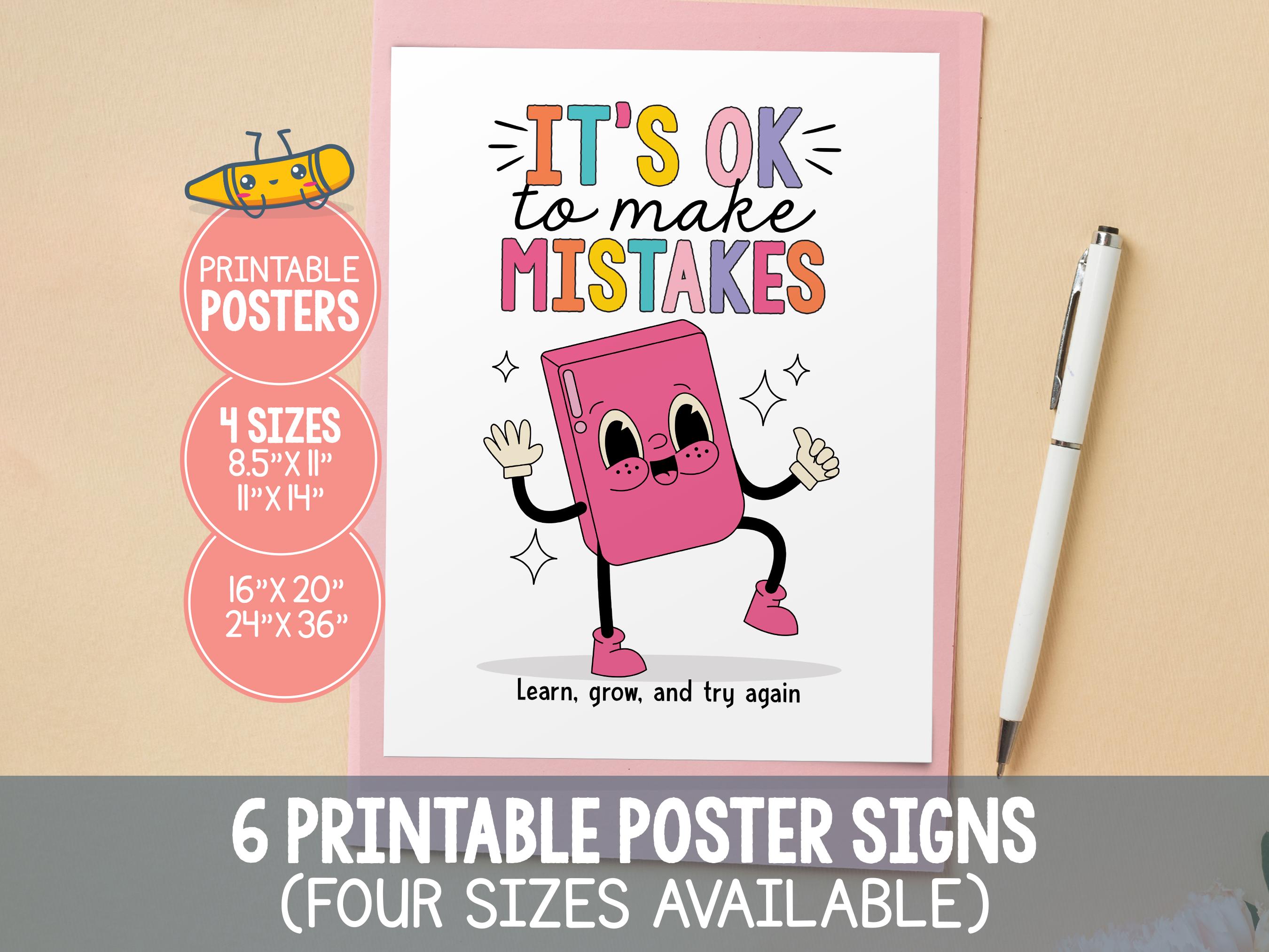 Growth Mindset Sign, Printable Positive Affirmation School Poster Set ...