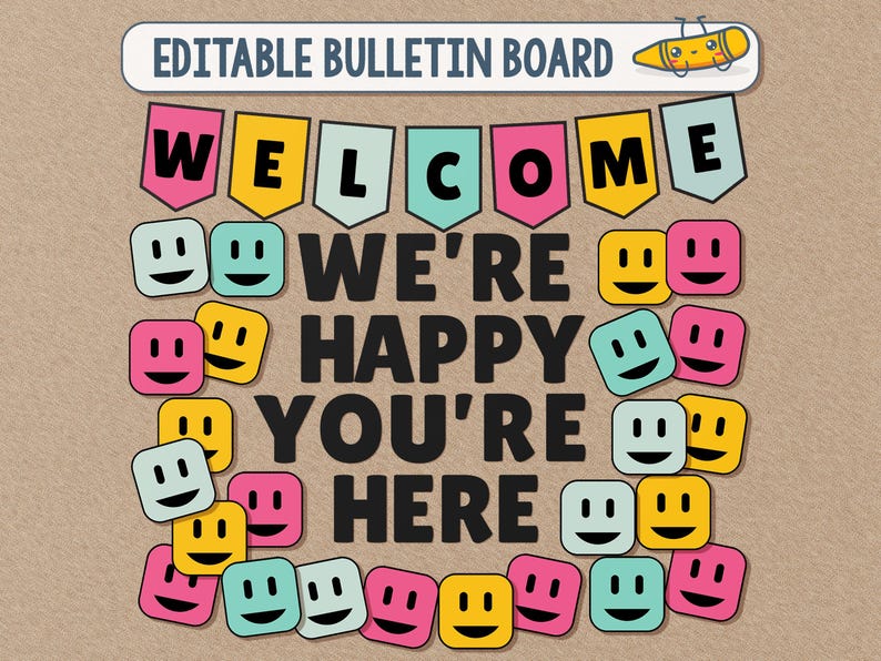 Welcome Back to School Bulletin Board, Editable Bulletin Board Ideas ...
