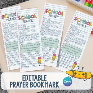 First Day of School Prayer Bookmark for Kids, Printable First Day ...