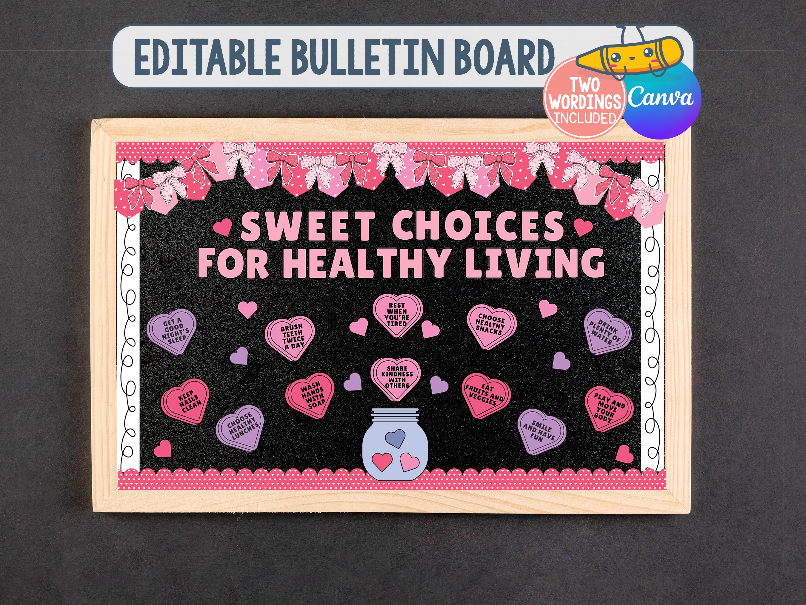 Healthy Habits Bulletin Board Set Editable, School Nurse Decor, Heart ...