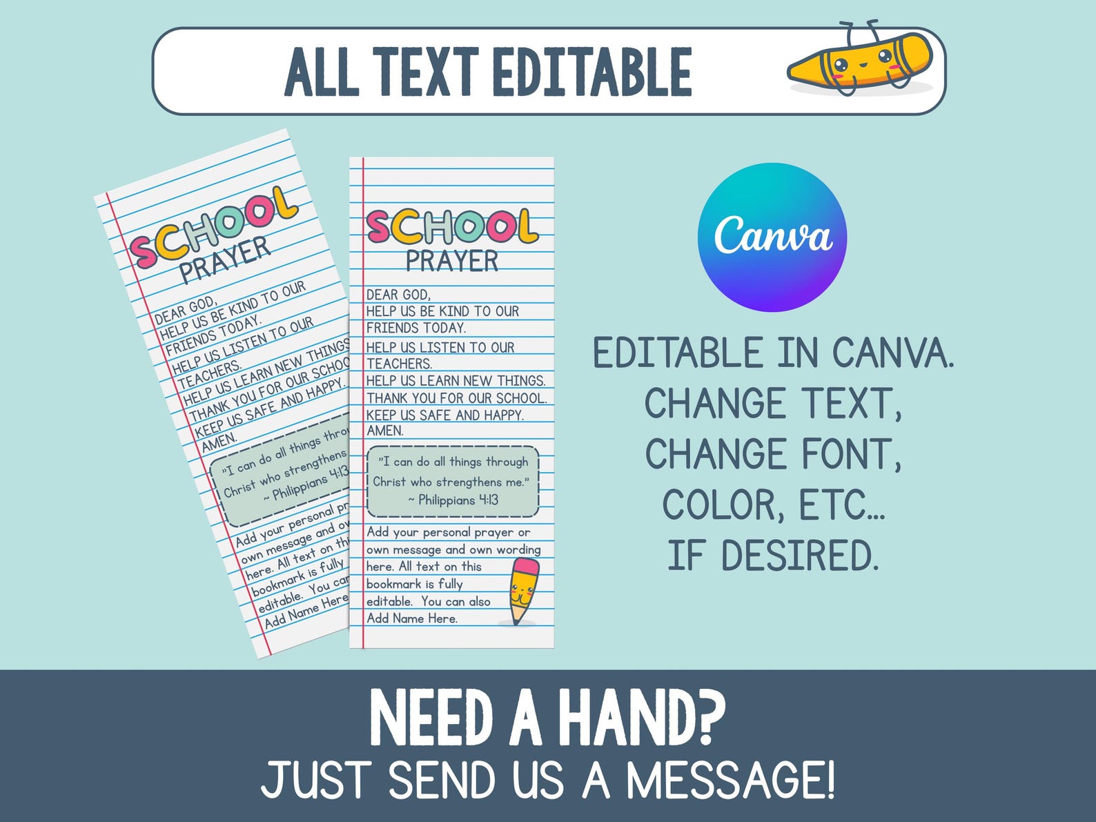 First Day of School Prayer Bookmark for Kids, Printable First Day ...