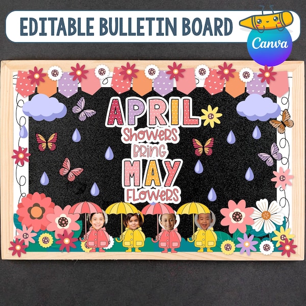April Shower Bring May Flowers Bulletin Board - Etsy