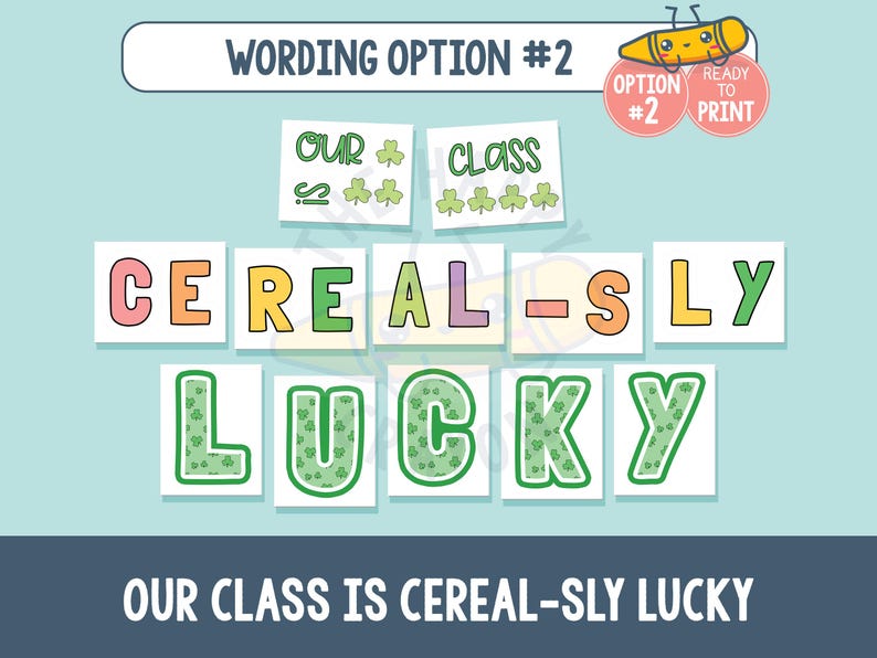 Cereal Bulletin Board Set Editable, Cereal-sly Lucky March Class Decor ...